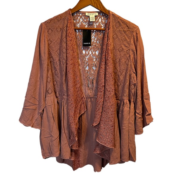 torrid | Jackets & Coats | Torrid Festi Lace Knit Jacquard Open Front ...